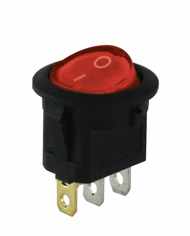 Клавишный переключатель круглый MIRS-101-3-R (2 шт) красный с подсветкой 2 положения 1з TDM