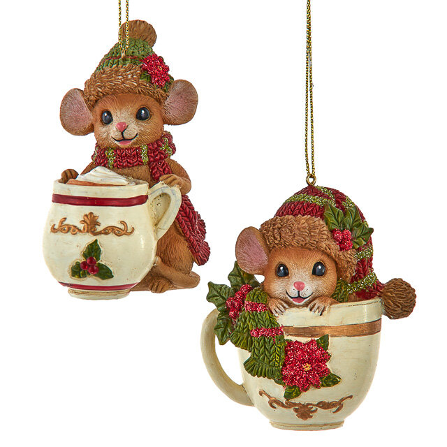 Набор елочных игрушек Новогоднее Чаепитие Мышат 8 см, 2 шт, Kurts Adler, E1071-набор