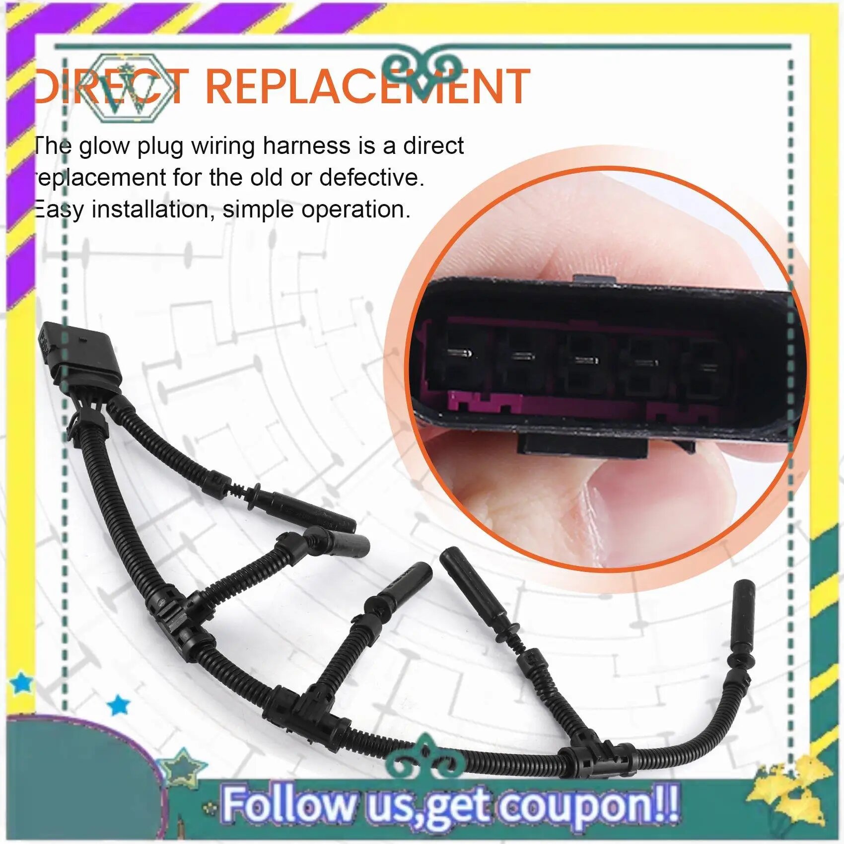 Модернизированный жгут проводов моста свечей накаливания автомобиля для Transporter 2.5 TDI 2003-2010 070971277B