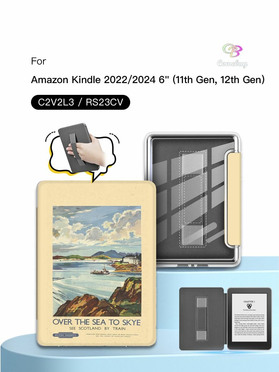 Чехол-книжка для Amazon Kindle 11 / 12 (6", 2022/2024 г.), C2V2L3 / RS23CV, прозрачная задняя крышка