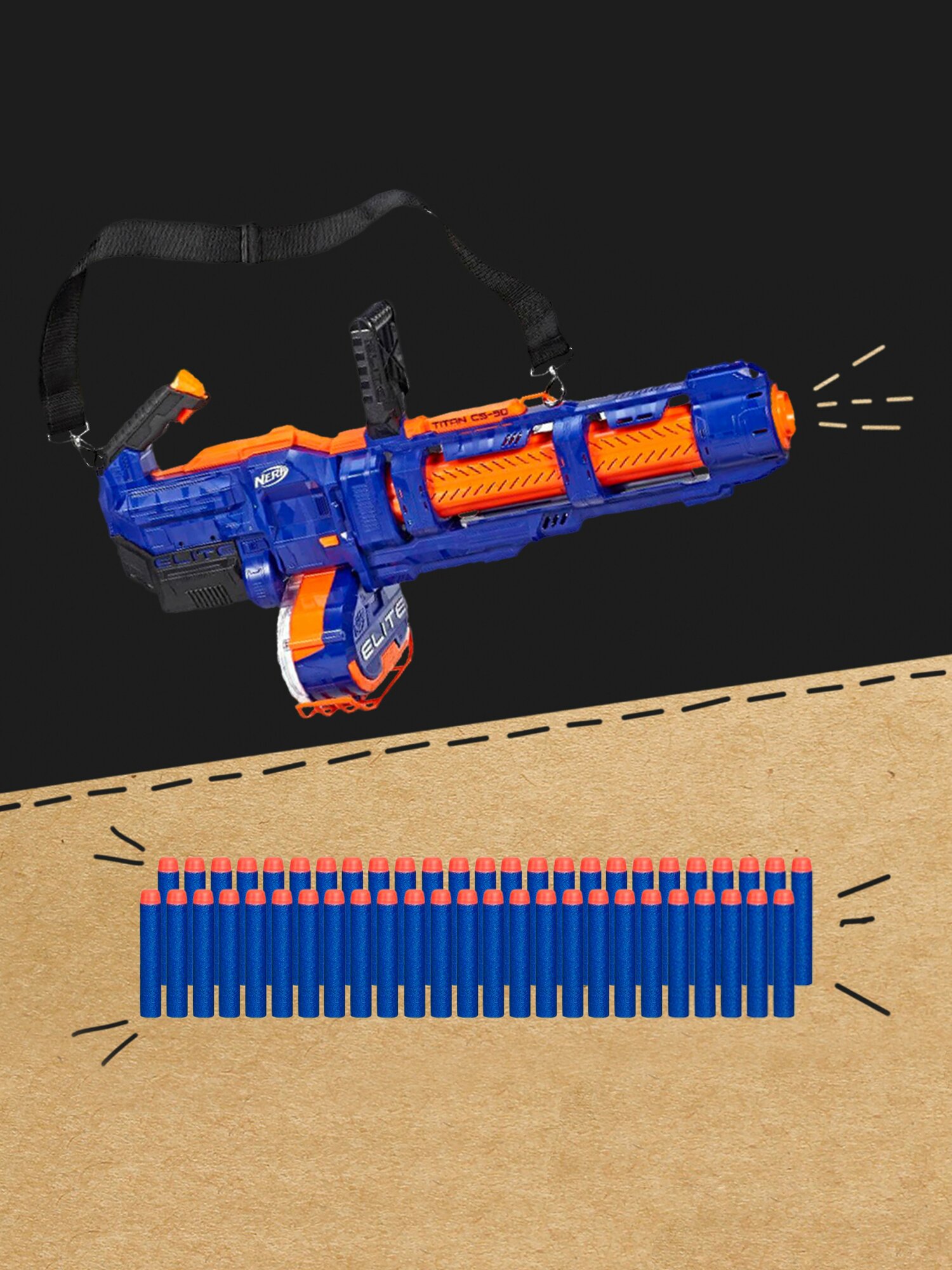 Бластер Нерф Элит Титан ( Nerf Еlite Titan CS-50 ), большой автомат детский пулемет - игрушки для мальчиков