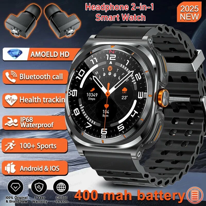 NEW Smart Watch 2 in 1 Multiple Sports GPS Track Health Monitor Custom dial 1.53inch Headset SmartWatch For Android IOS fashion
