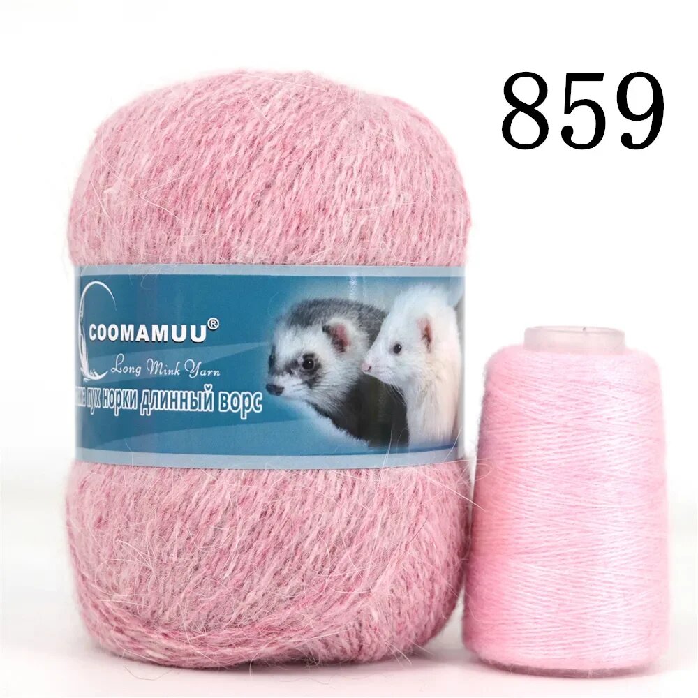 Пряжа COOMAMUU норка Розовый 859, 50+20г