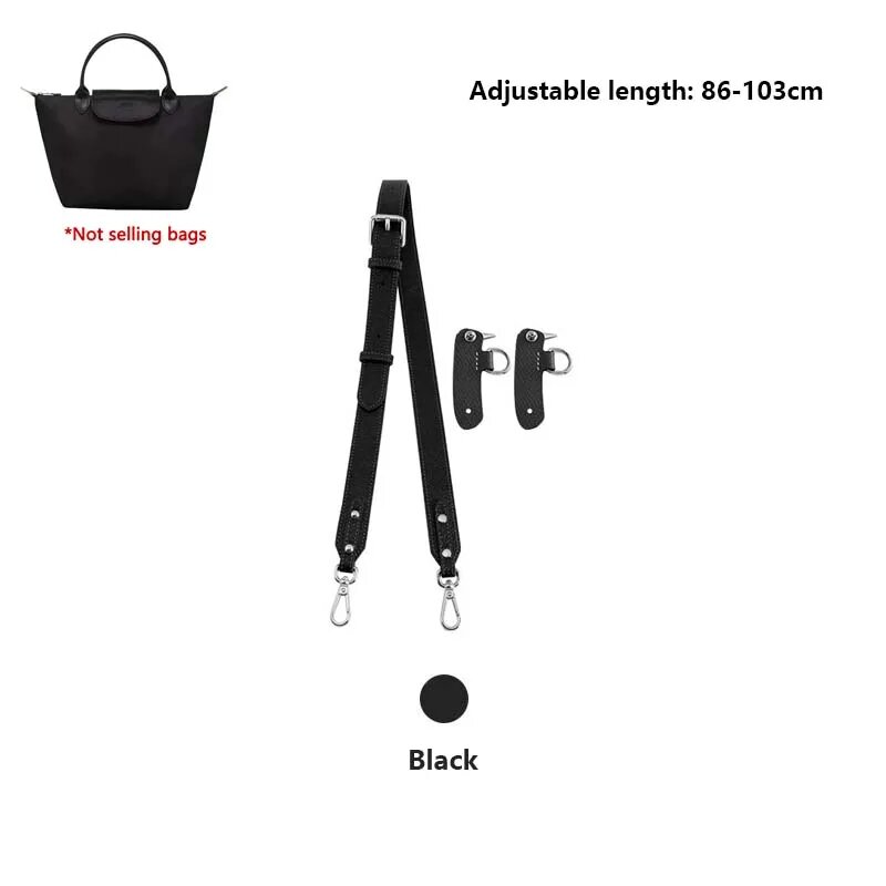 Черная плечевая лямка для сумки Longchamp, 86-103см