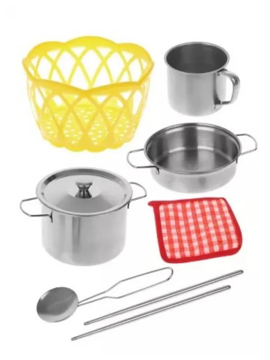 Набор мет. посуды 7 предм, сетка
