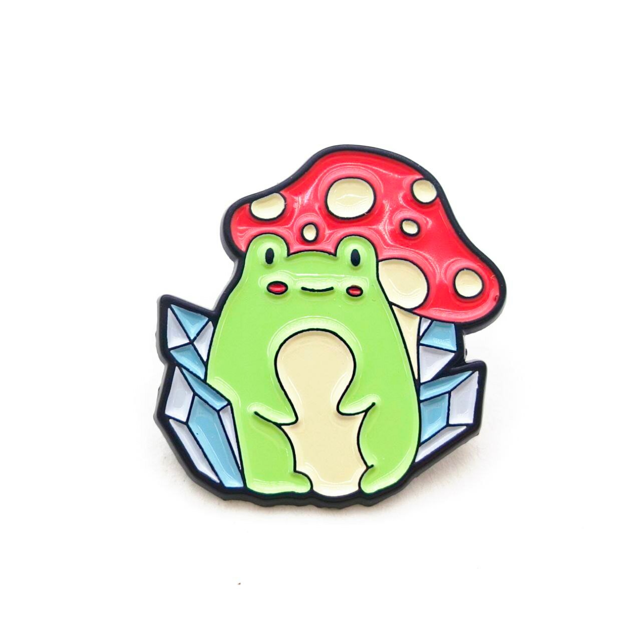 Значок на одежду, рюкзак и сумки " Лягушка с мухомором 1 "/ Зеленый / 1 шт.