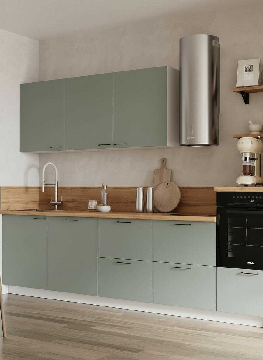 ARNIKA Кухонный гарнитур со столешницей Дакия 3мхцвет олива (зеленый), фасад Эмаль