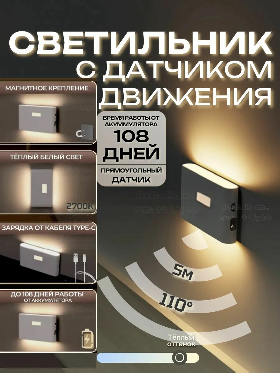 Светильник с датчиком движения беспроводной
