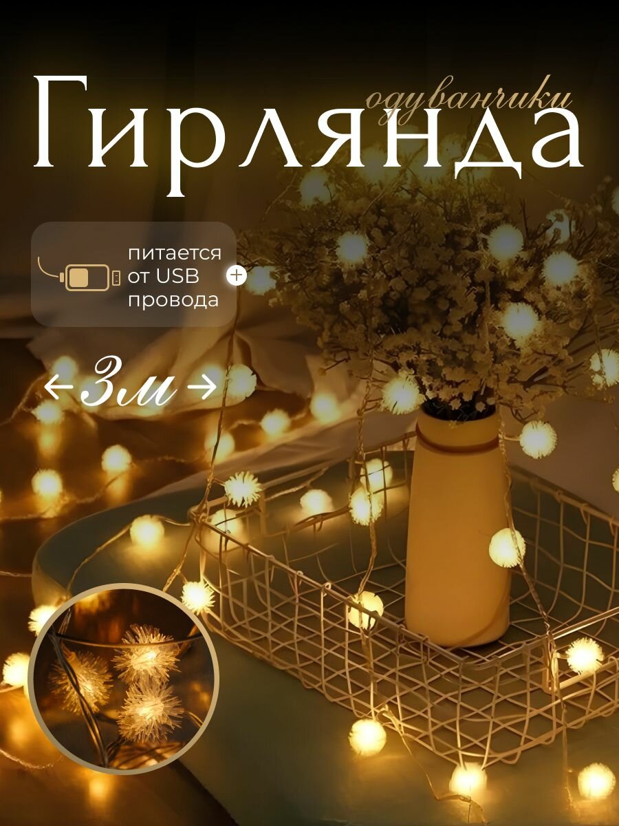 Электрогирлянда интерьерная тип 9 "Шары", 20 ламп, USB