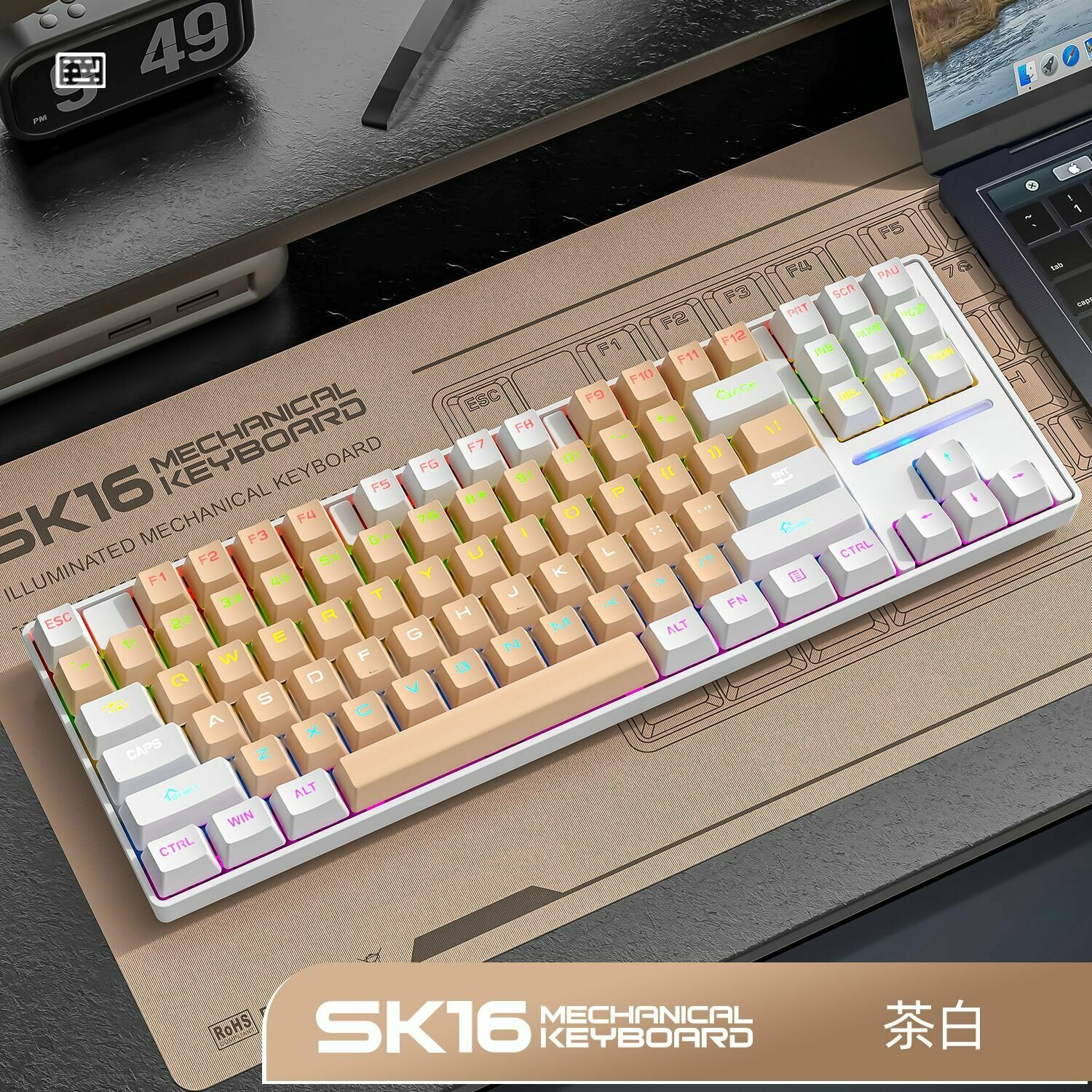 SMAILWOLF SK16 Проводная механическая клавиатура с красными переключателями - 87-клавишная игровая клавиатура, цвет