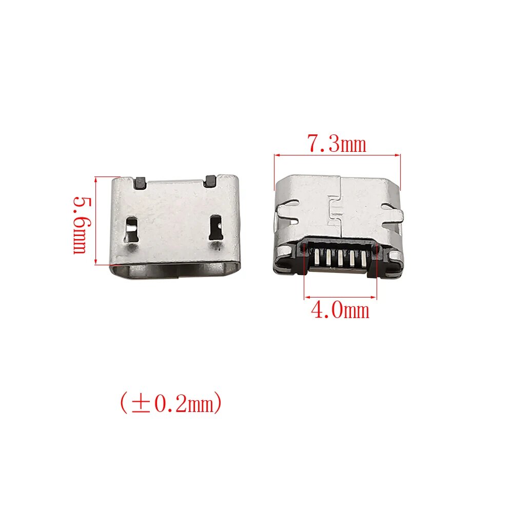 Micro USB Female 5Pin, Style2-10Pcs — фото 1