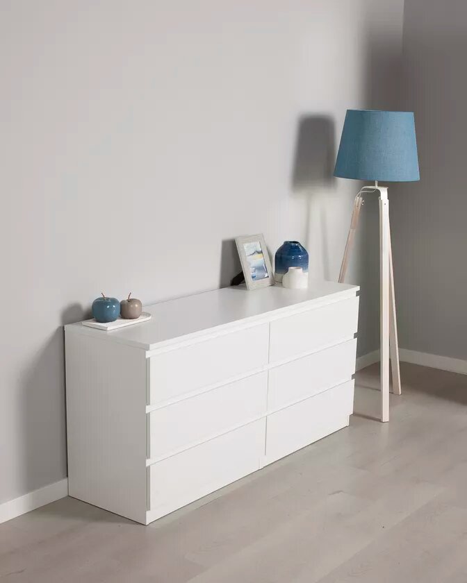 Комод для одежды "Мальта", 6 ящиков, 160х48х76 см, ЛДСП, белый