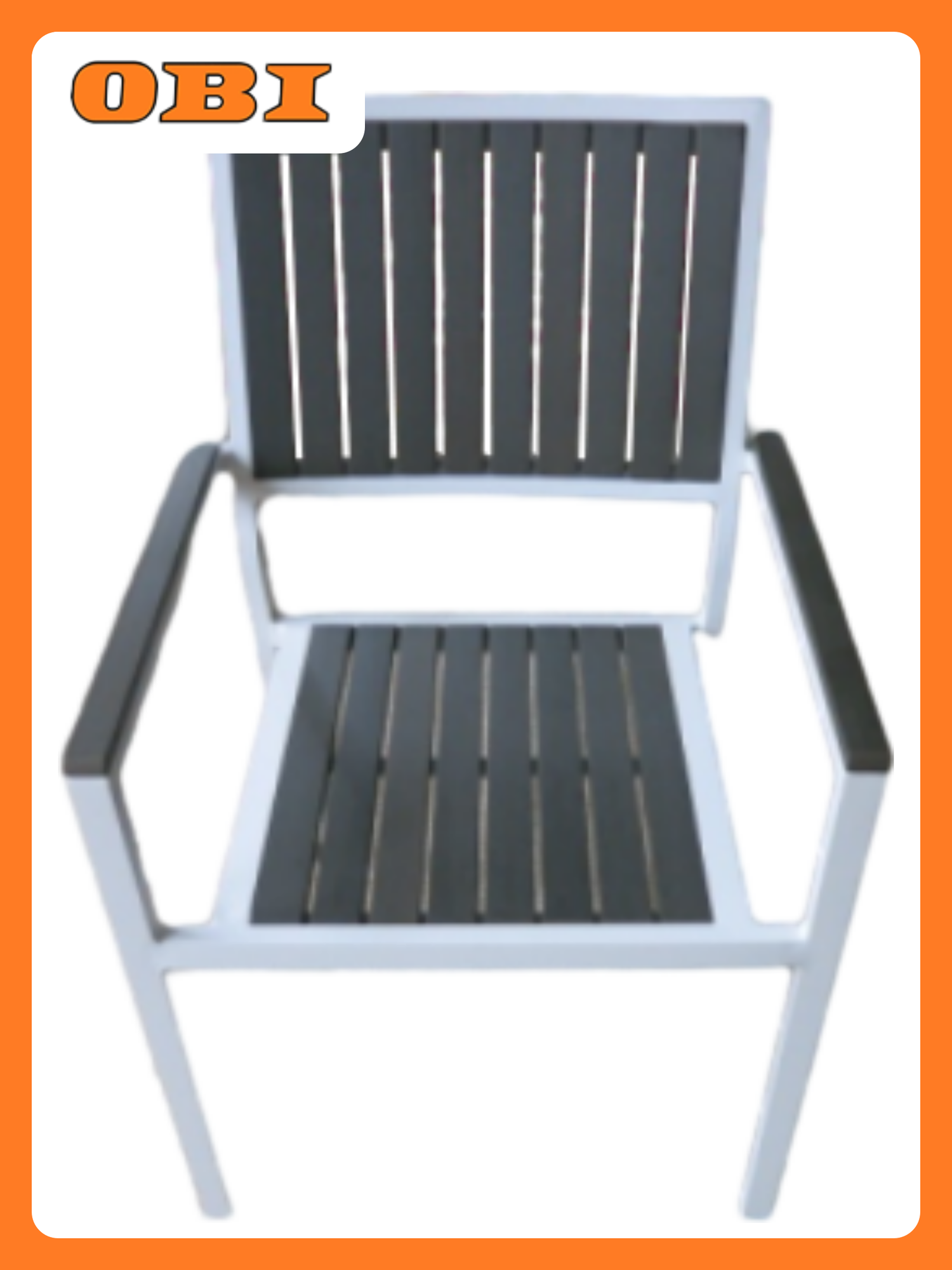 Стул садовый Lorin, каркас из алюминия, пластик, древесно-полимерный композит, цвет серый/белый