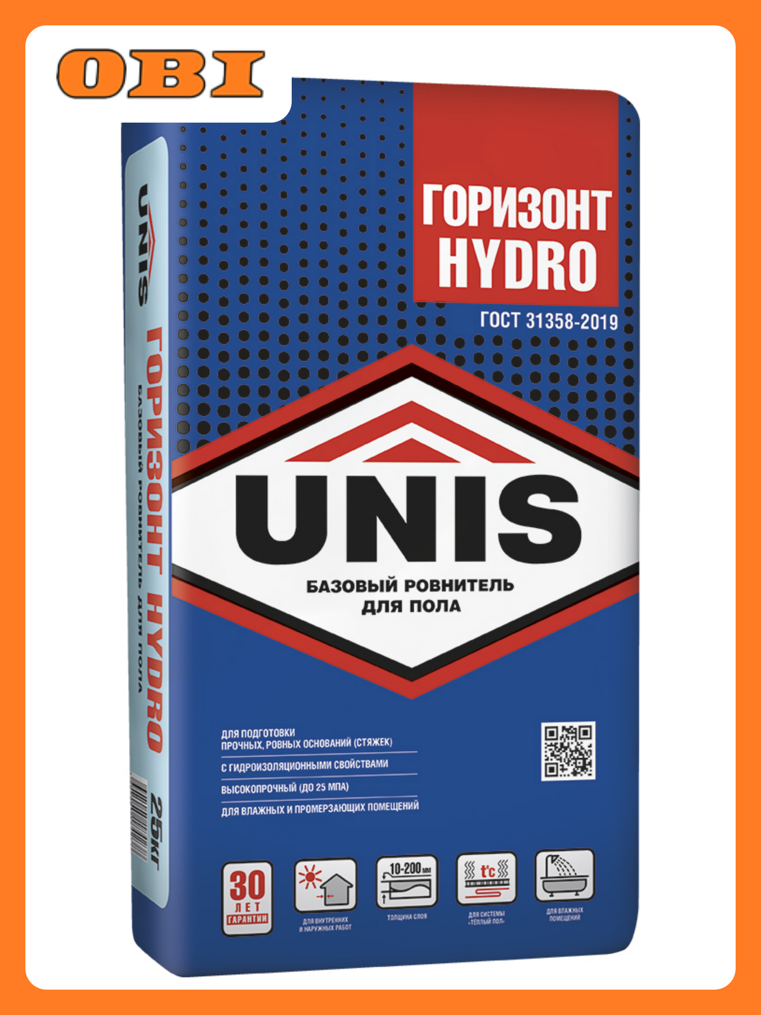 Ровнитель для пола UNIS Горизонт Hydro, 25 кг, сухая смесь, для наружных и внутренних работ