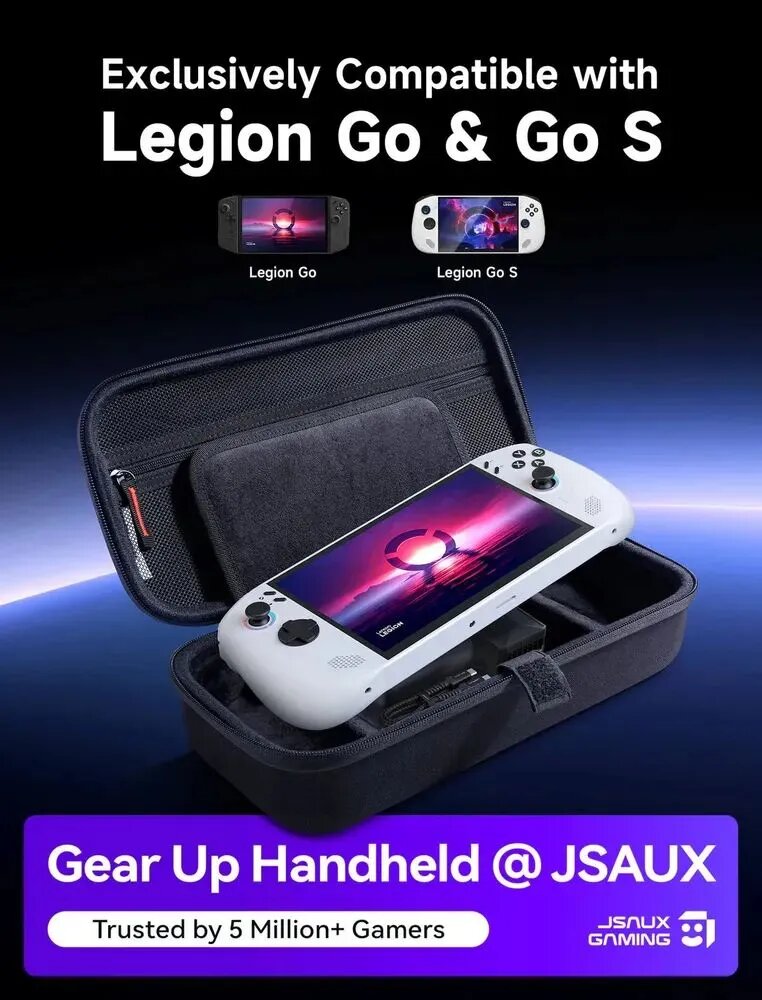 Чехол JSAUX MegaCarry для Lenovo Legion Go / Legion Go S, вместительный кейс для переноски и хранения игровой консоли, док-станции, кабелей, наушников и других аксессуаров - BG0123