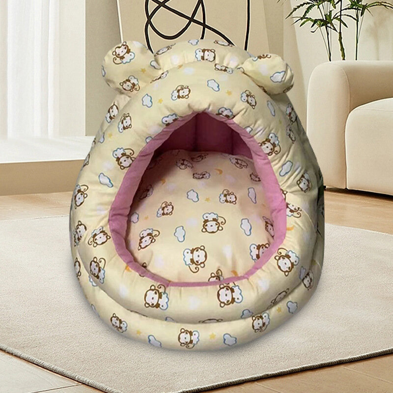 Большой ухой собачий питомник Four Seasons питомник новый утолщённый, теплый и полуокружённый маленький собачий гнездо