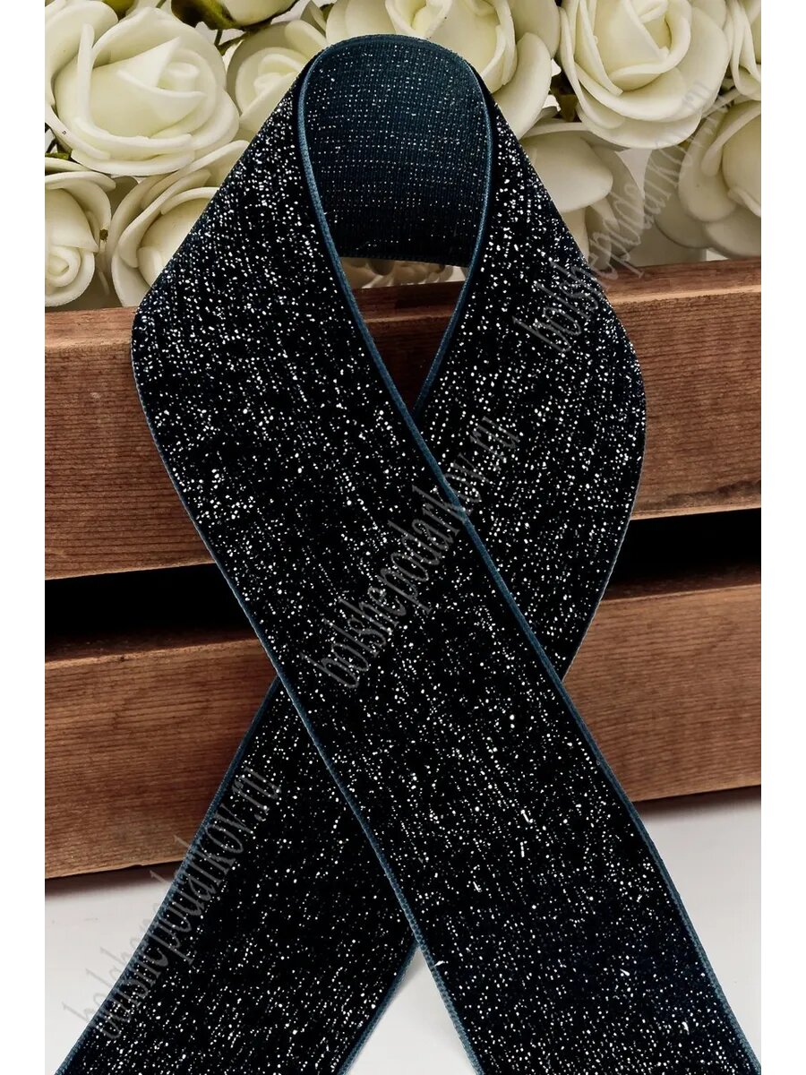 Лента бархатная с люрексом 3,8см (3м)