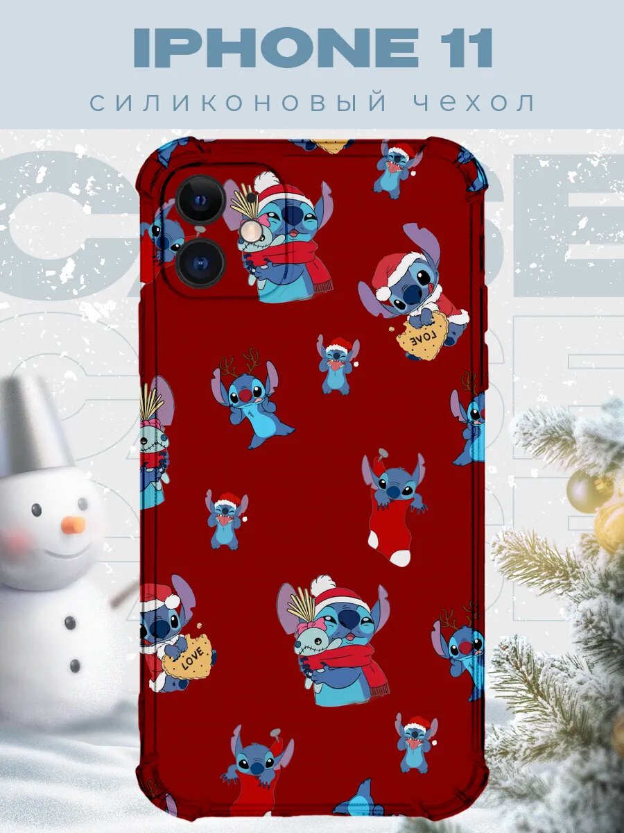 Новогодний чехол для телефона iPhone 11 стич