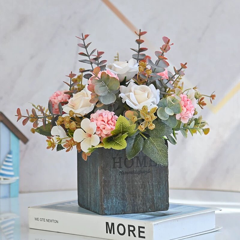 Искусственные цветы для забора, декоративные растения в горшках, цветочные композиции, украшения для подоконника