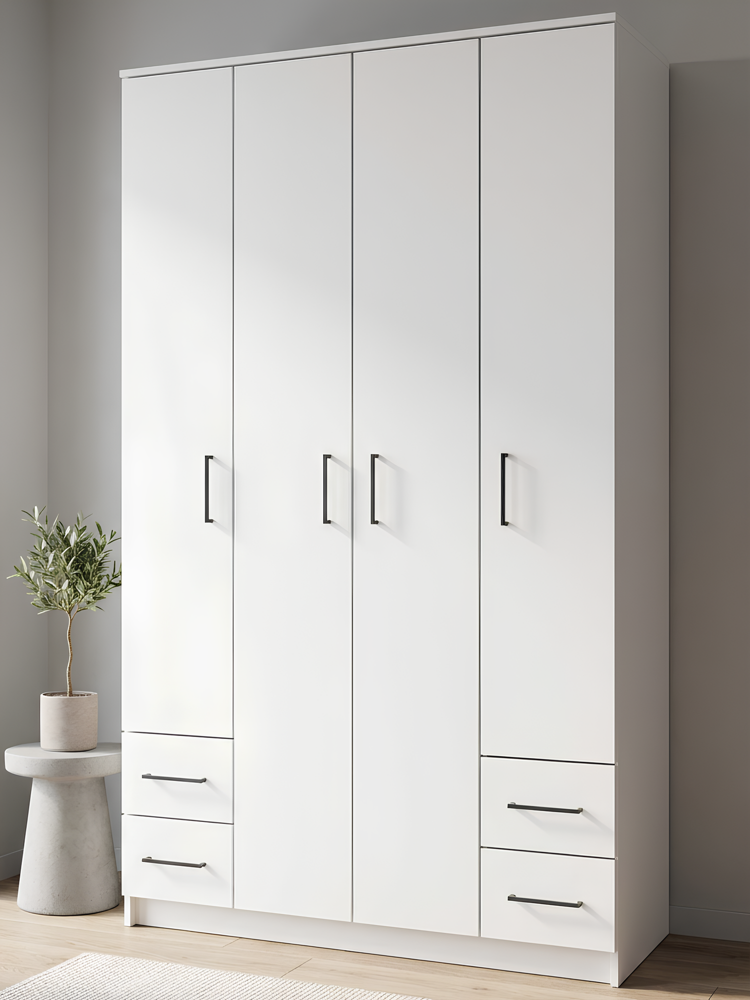 Шкаф четырехстворчатый распашной Шик-32 с 4 ящиками, штангой и полками, ШхГхВ: 120х50х210 см