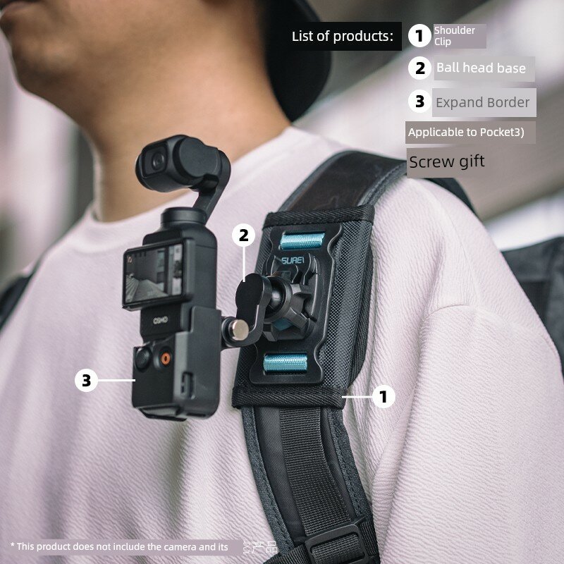 Наплечный зажим DJI Osmo Pocket 3 с шаровым основанием и креплением F1 для стабилизатора камеры компактный легкий