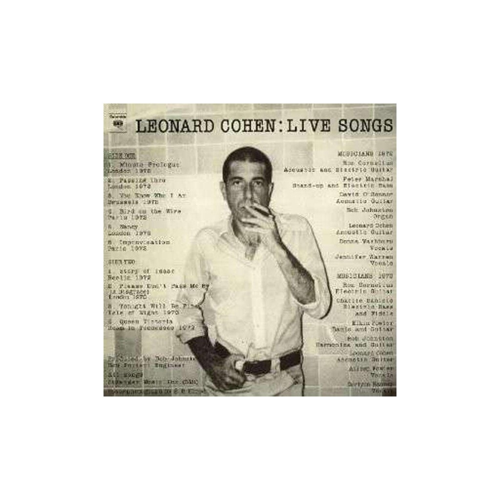 Виниловая пластинка Leonard Cohen - Live Songs (remastered) (180g) (1 LP)