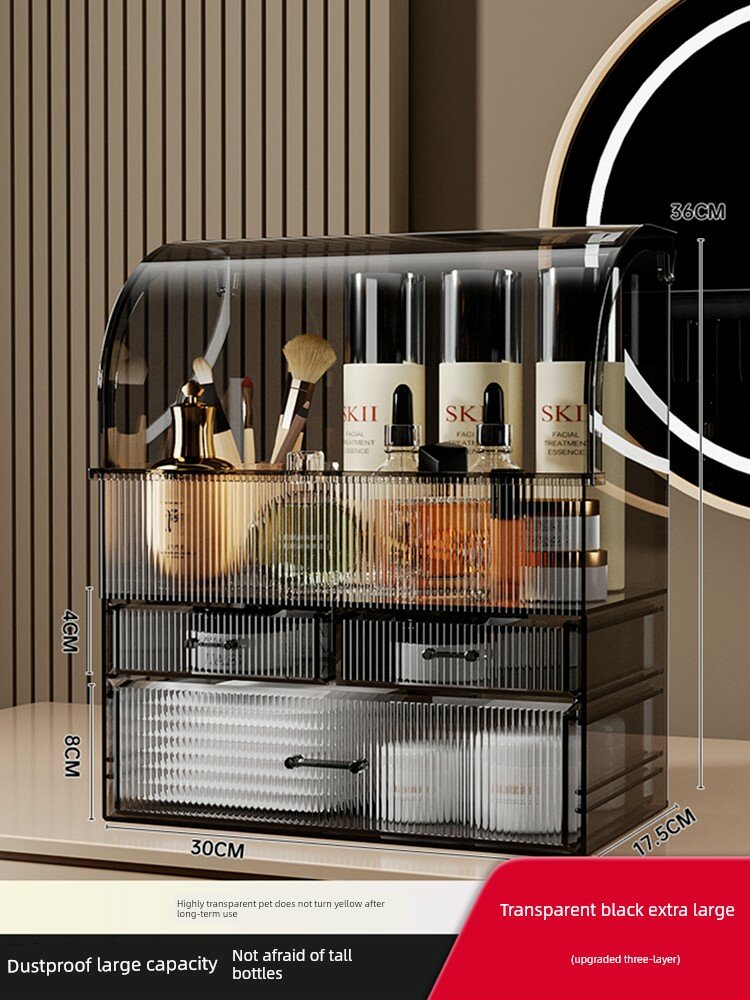 Элитный органайзер для косметики, пылезащитный, прозрачный, для туалетного столика, вместительная подставка для ухода