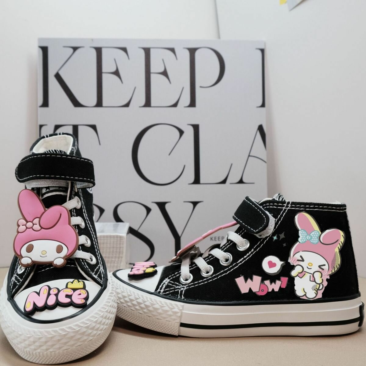 Черные парусиновые высокие кеды для девочек, осенне-зимние детские парусиновые кеды Coollomi Melody, кроссовки для девочек, модные балетки.