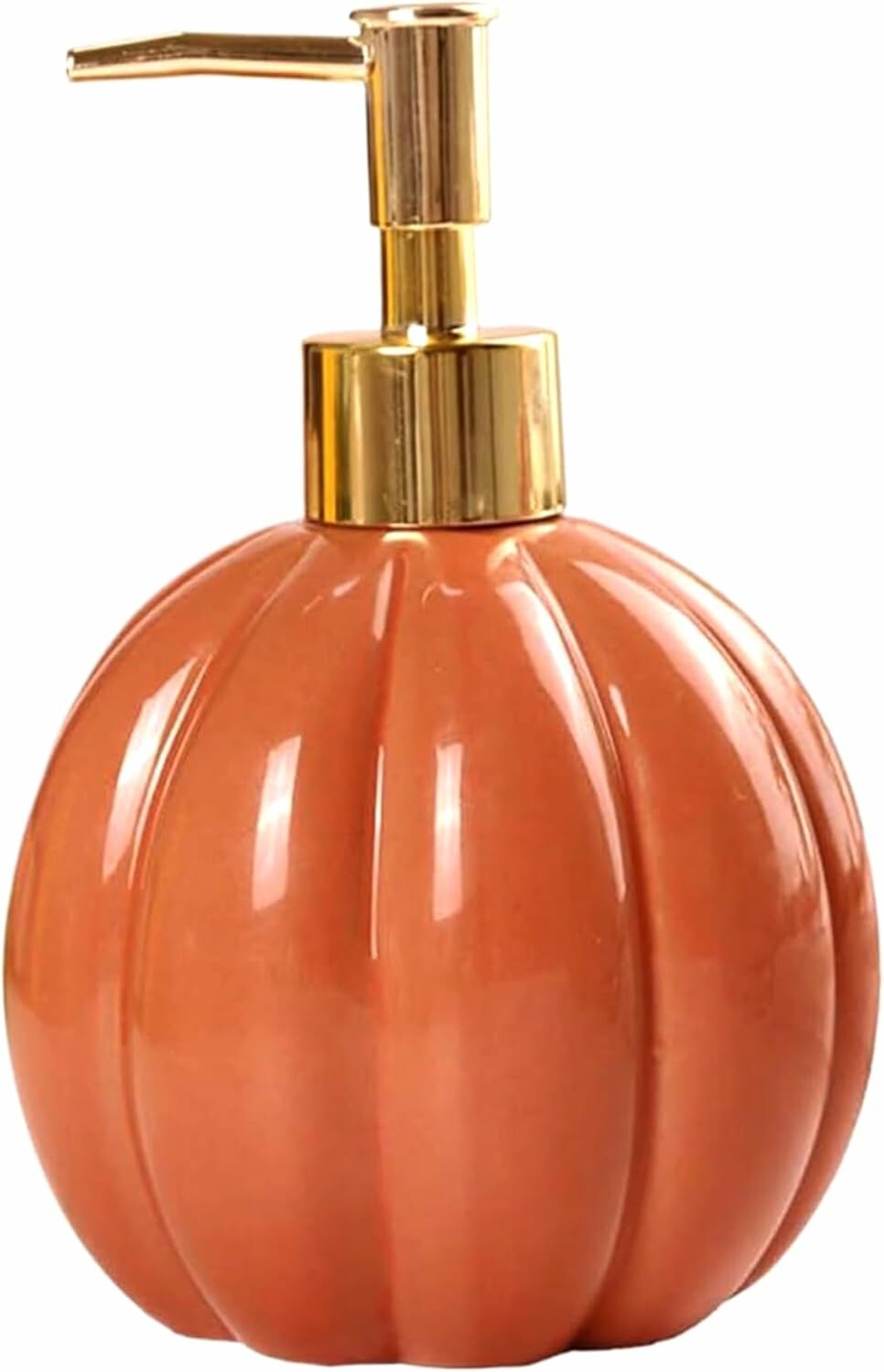 Dispensador de jabón de Halloween de cerámica Calabaza, tamaño 6.5x3.9, con Bomba de plástico Dorada Recargable, para Cocina y baño, 1 pieza
