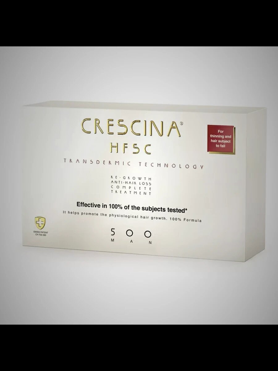 Crescina HFSC 100%, Лосьон для стимуляции + Лосьон против выпадения для мужчин 500 10+10 амп
