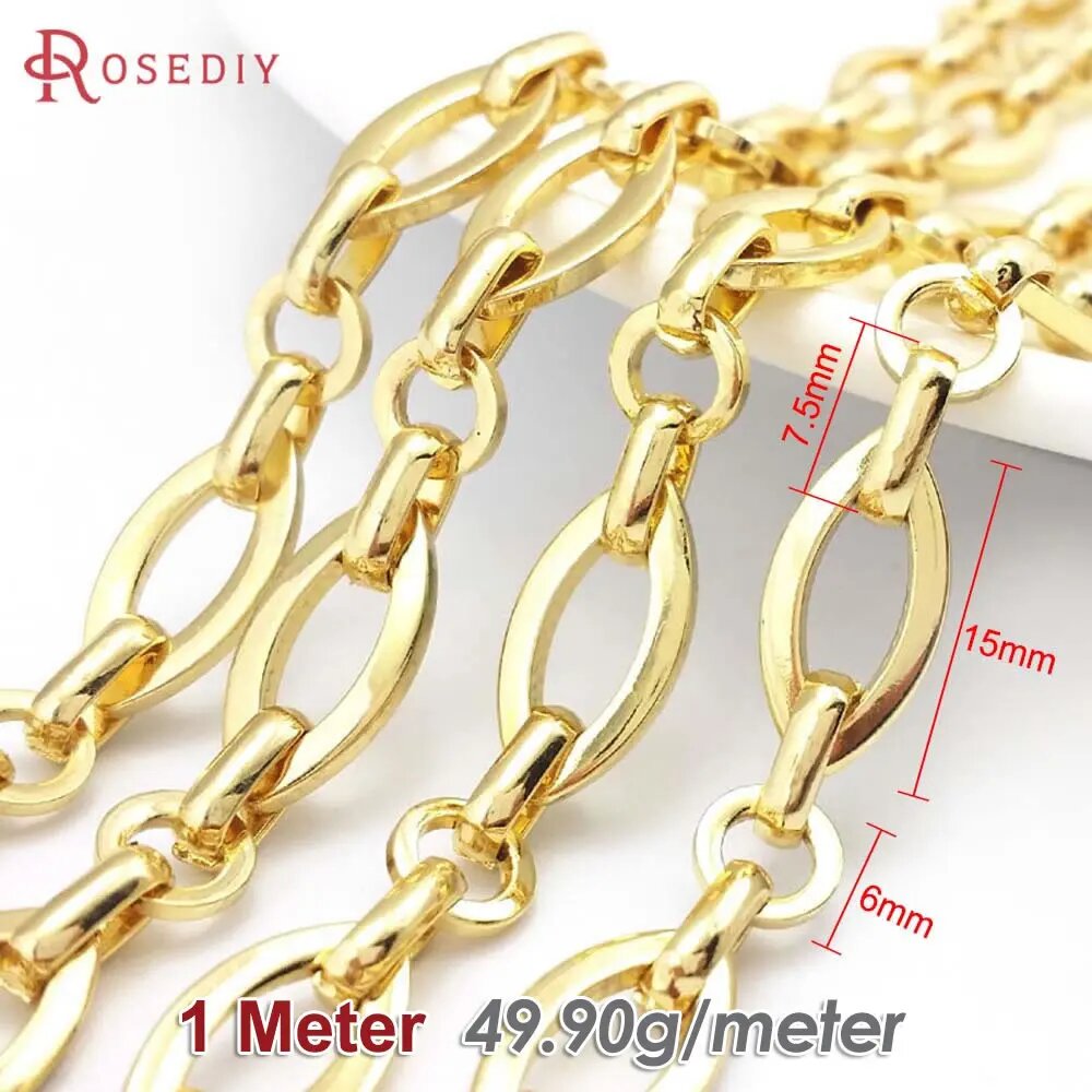 1 метр, 18-каратное золото, железо, оливковое ожерелье, браслеты, цепочки, аксессуары «сделай сам», материалы для изготовления ювелирных изделий, Rosediy, официальная веб-сайт