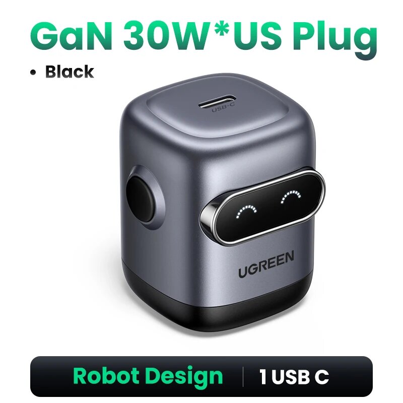 UGREEN 30W GaN зарядное устройство с US вилкой, черное