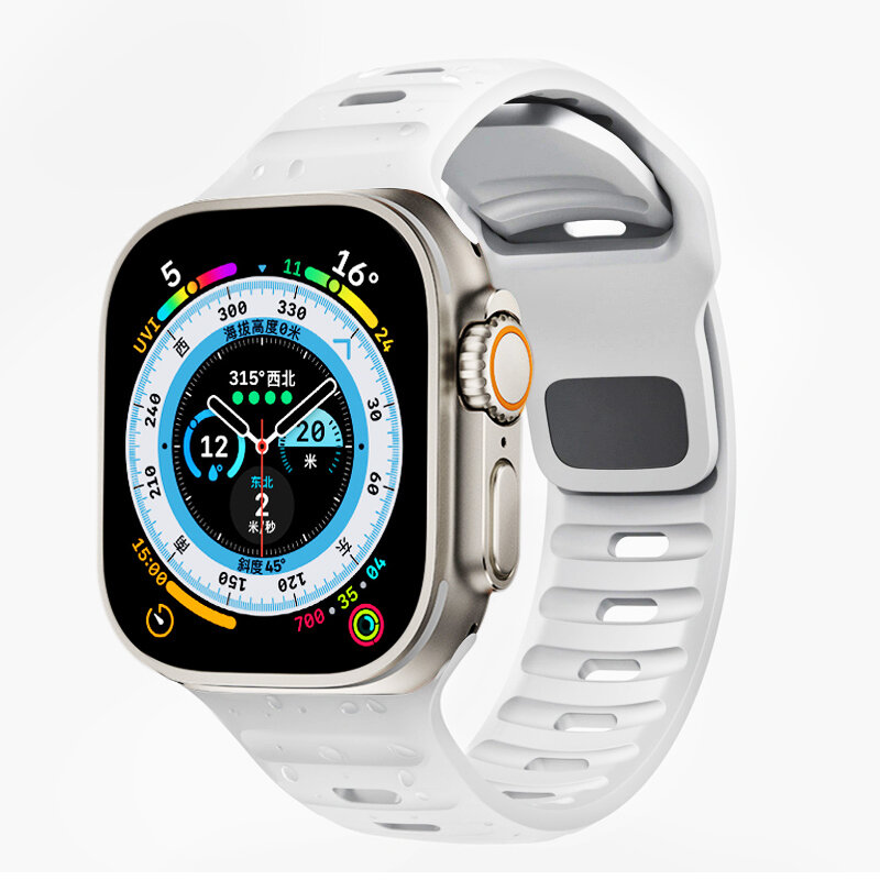 Ремешок IBOANN совместимый с Apple Watch из резинового материала, белый, 45-49MM EU