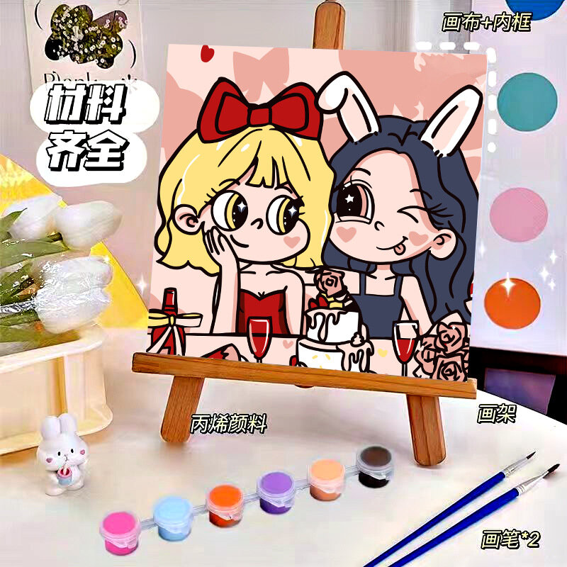 Цифровая картина маслом 20*20, аниме, раскраска маслом, ручная роспись маслом, декор для спальни.