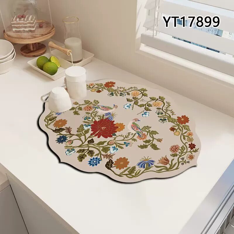 Двойная птица кухонный дренажный коврик 40x60см противоскользящий впитывающий поддон для столешницы и ванной