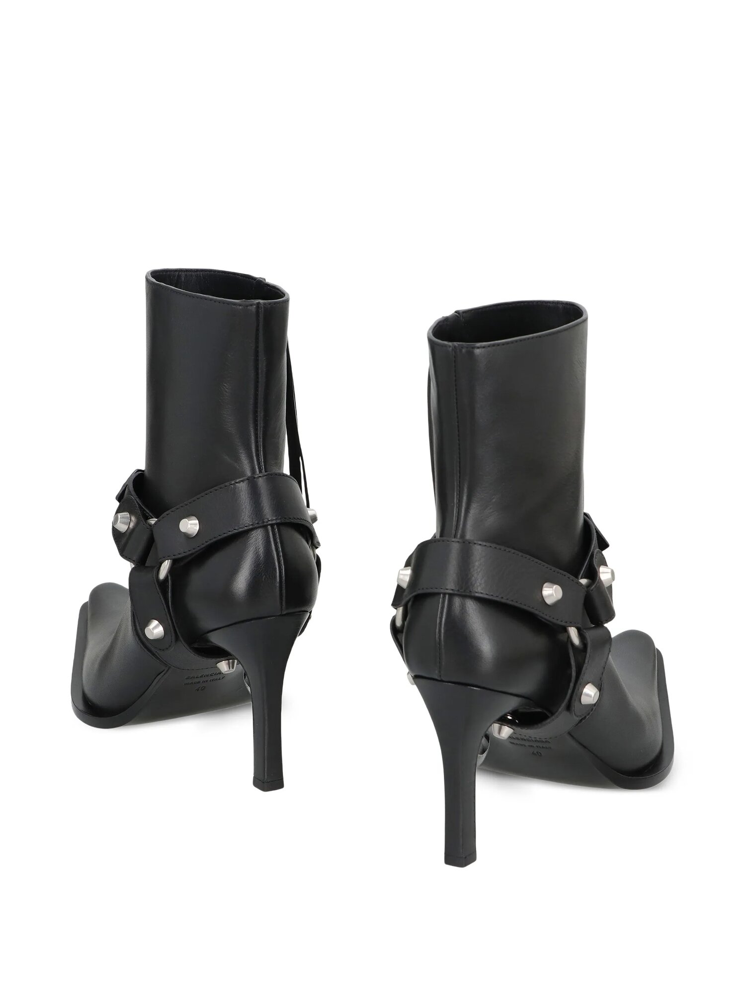 Ботинки BALENCIAGA Studded-strap pointed-toe boots, размер 40 — фото 1