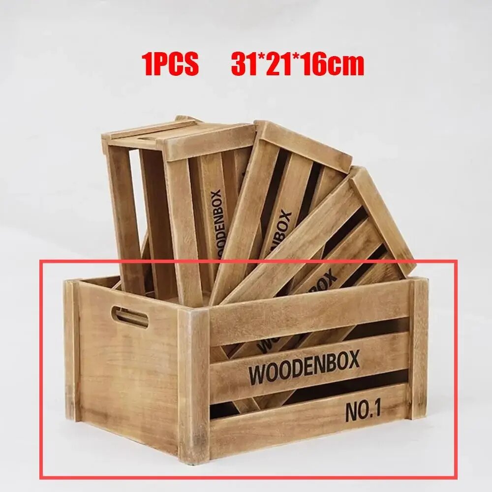 Простая коробка для хранения из цельного дерева в стиле ретро, деревянная витрина для фруктов в супермаркете, креативная многофункциональная коробка для хранения закусок с буквами