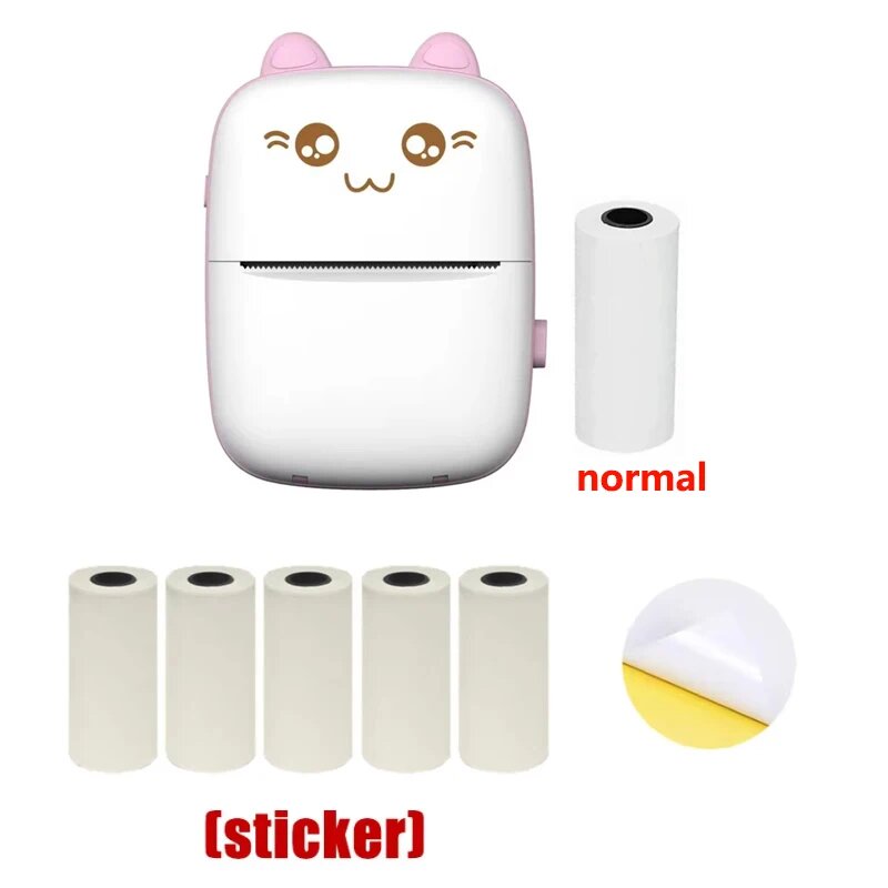 Беспроводной мини-принтер C9 FGHGF Pink- 6 roll