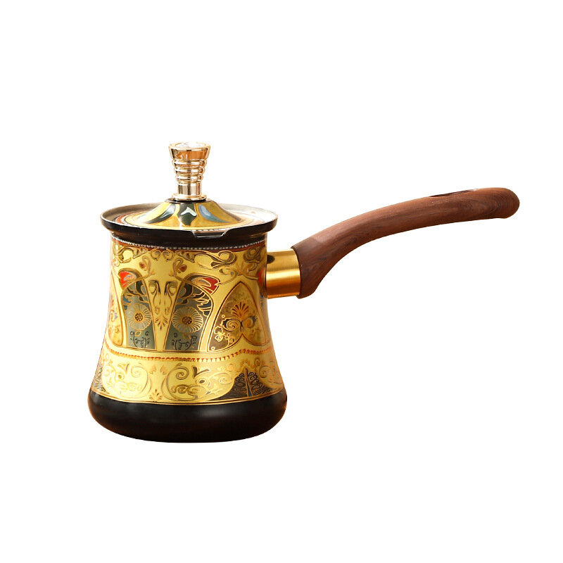 Кофейник из нержавеющей стали в винтажном стиле с деревянной ручкой, набор из трех предметов, чашка для латте-арта, чашка для шоколадного масла с ушком, чашка для кофе