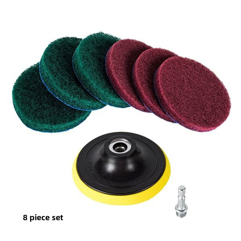 Набор для полировки стекол автомобилей кросс-бордерный 8-компонентный, включающий в себя валики из шерстяной ваты для полировки, клеевые диски, материал для полировки, порошок для полировки, самоклеящиеся шкурки размером 4 дюйма, 8 штук