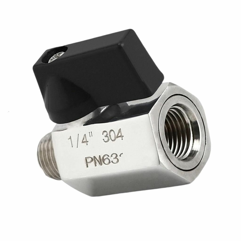 Компактные миниатюрные шаровые краны 1/4 дюйма с внутренней/внешней резьбой, термостойкие и коррозионностойкие из нержавеющей стали, - внутри и снаружи