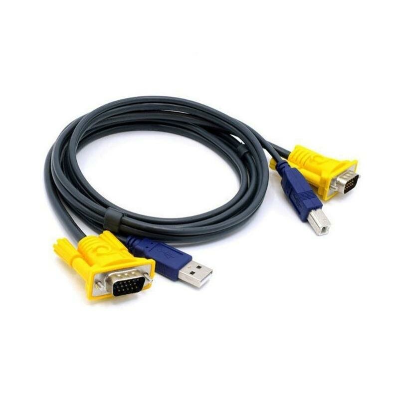 USB2.0 KVM-переключатель с VGA и разветвителем 1080p, Линия KVM 1,5 метра