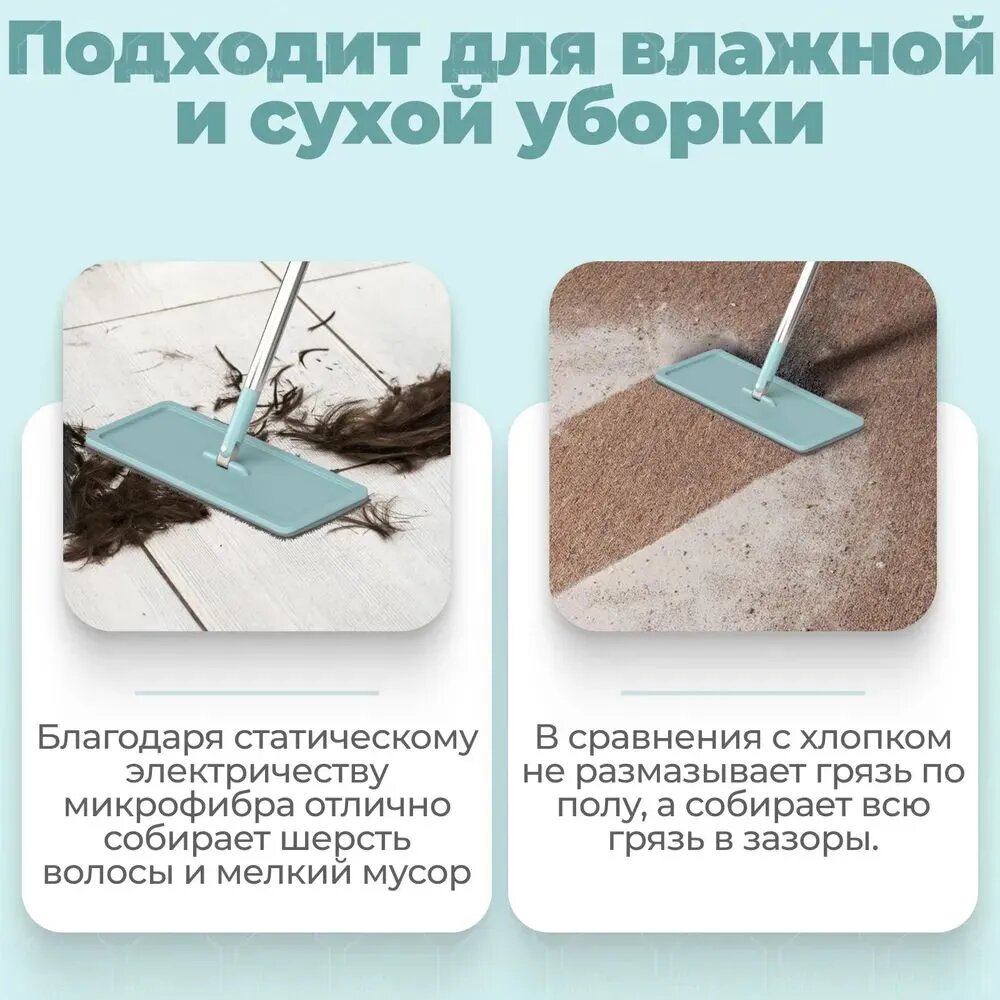 Сменные насадки для швабры из микроволокна, набор 2 шт, впитывающие — фото 1