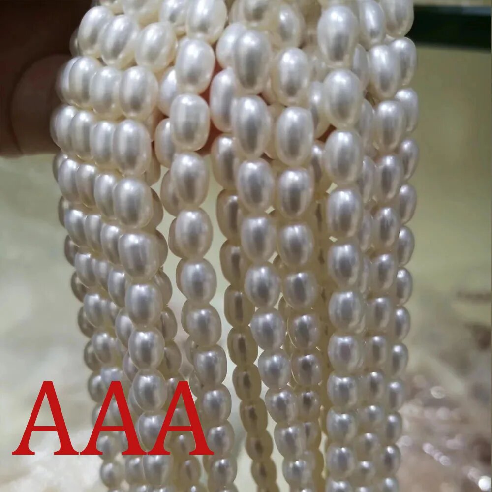 Натуральный пресноводный жемчуг белый рис 4-10 мм 6-7MM, AAA