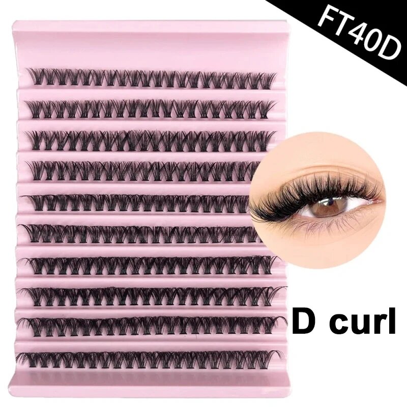 Кластерные ресницы IEEYEEY FT-40D-D, 8-16 мм, 120 шт