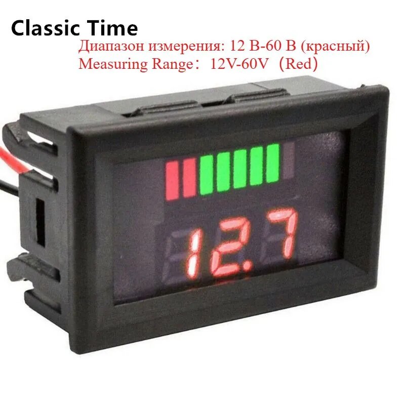 Индикатор уровня заряда автомобильного аккумулятора постоянного тока 12 В 24 В 36 В 48 В 60 В 72 В, измеритель емкости литиевой батареи, светодиодный вольтметр