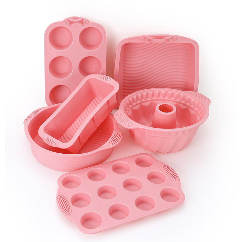 Кросс-бордерная силиконовая форма для выпечки, устойчивая к высоким температурам, набор из 6 предметов для выпечки, оптовая форма для пончиков пищевого качества