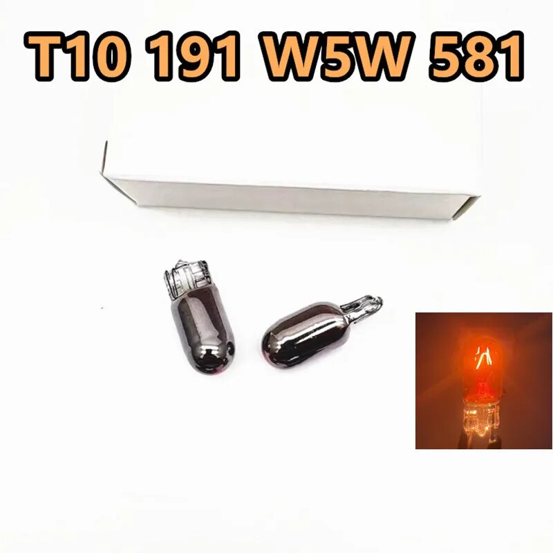 2 шт. W5W T10 194 158, посеребренные хромированные автомобильные галогенные фонари, 12 В, 5 Вт, янтарная/оранжевая лампа, лампа для чтения, интерьер
