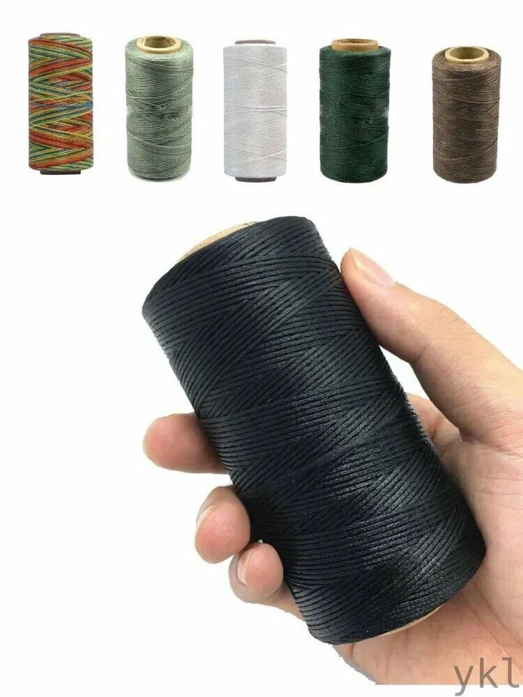 Длина 260м. черное. Восковая нить для шитья кожи, Вощеная швейная нить, для поделок из кожи/переплетных работ/ремонта обуви