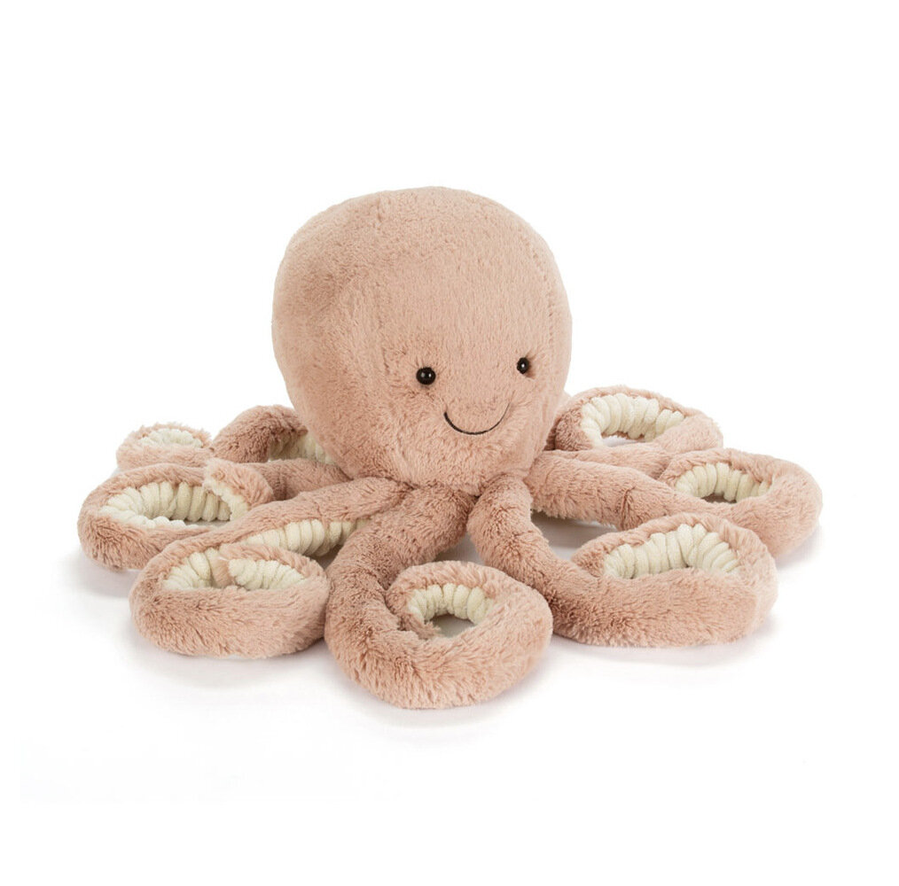 Jellycat Odell Осьминог Плюшевая Игрушка 49см Мягкая Волосатая Надувная Игрушка для Детей, Коллекционная Кукла